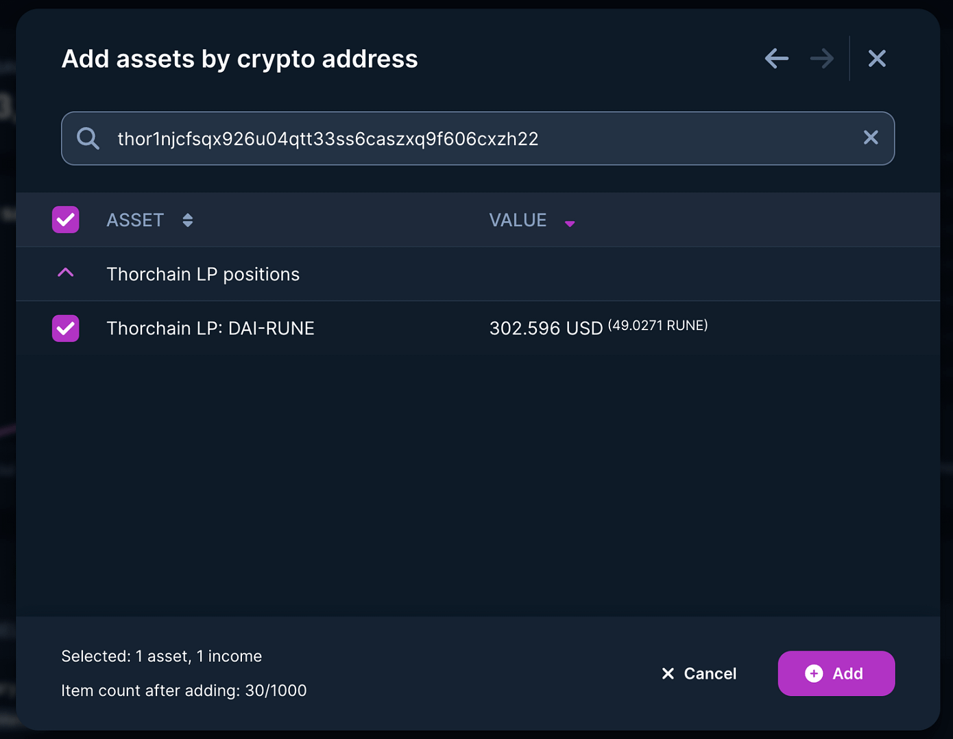 Add Thorchain LP Positions - iYield Knowledge Base
